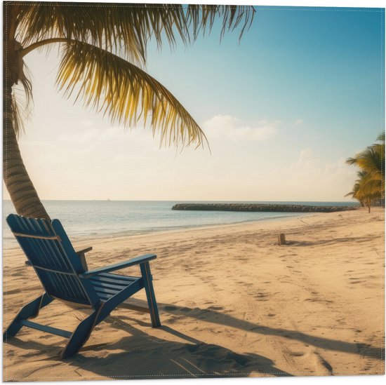 Vlag - Strand - Zee - Palmbomen - Zon - Stoel - 50x50 cm Foto op ...