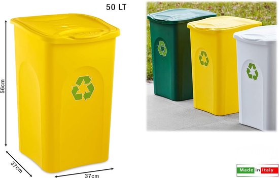 "Geel" Afvalcontainer met 50 liter inhoud, Afneembaar deksel ...
