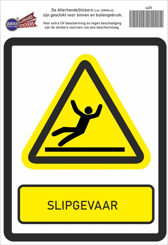 Jerma - Uitglijden - Slipgevaar - ISO norm - waarschuwing sticker - 20 ...