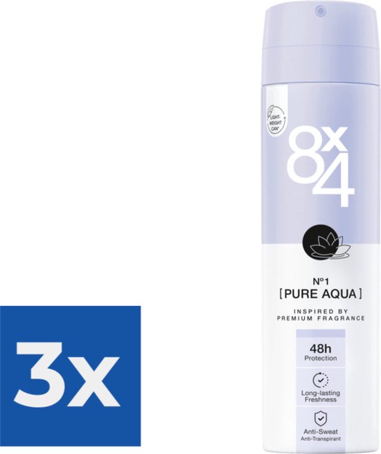 8 x 4 Deospray No.1 Pure Aqua 150 ml - Voordeelverpakking 3 stuks | bol