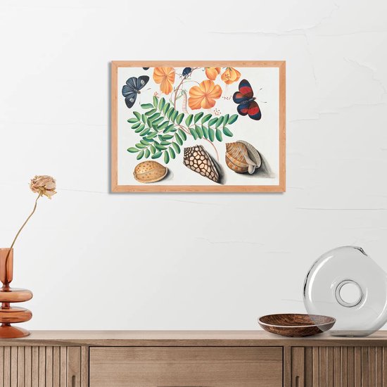 Poster Prent Natuur Vogel en Bloemen 13 Rechthoek Horizontaal Met Lijst ...