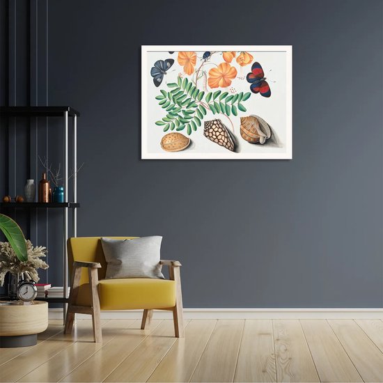 Poster Prent Natuur Vogel en Bloemen 13 Rechthoek Horizontaal Met Lijst ...