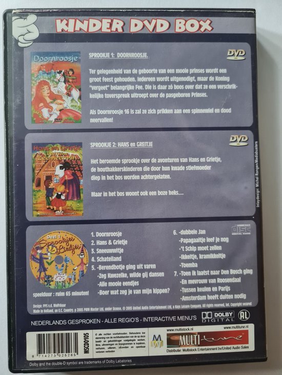 DVD :Kinder dvd Box (2 sprookjes) + CD Vol Kinderliedjes en Sprookjes ...