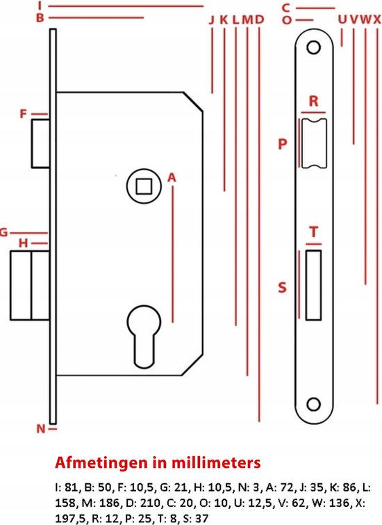 Insteekslot profielcilinder 72mm - zwarte voorplaat - zwarte sluitplaat ...