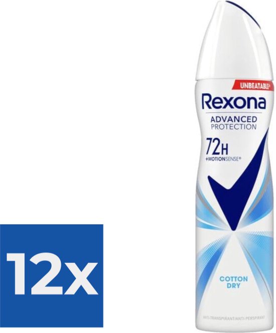 Rexona Women Cotton Dry - Deodorant Spray - 2 x 150 ml - Voordeelverpakking 12 stuks | bol