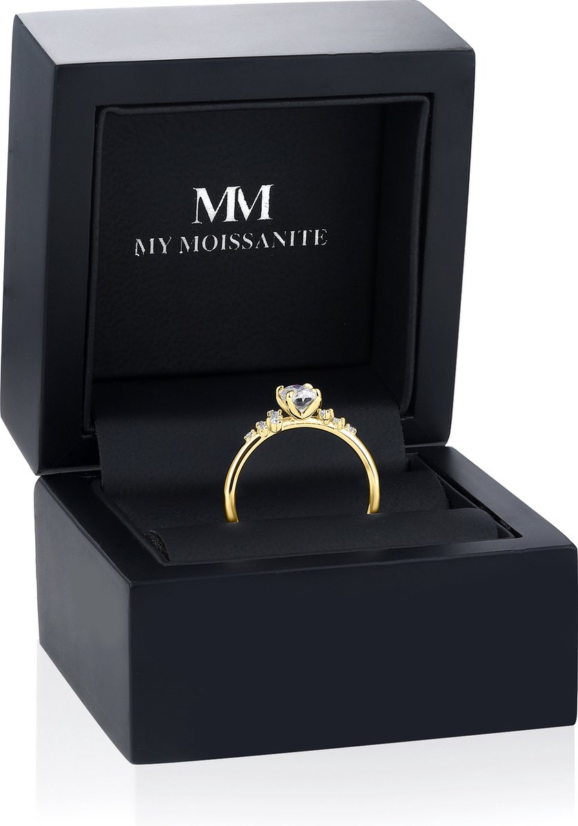 Ovaline - 14k Geelgouden Ovaal Moissanite Ring met Minimalistische ...