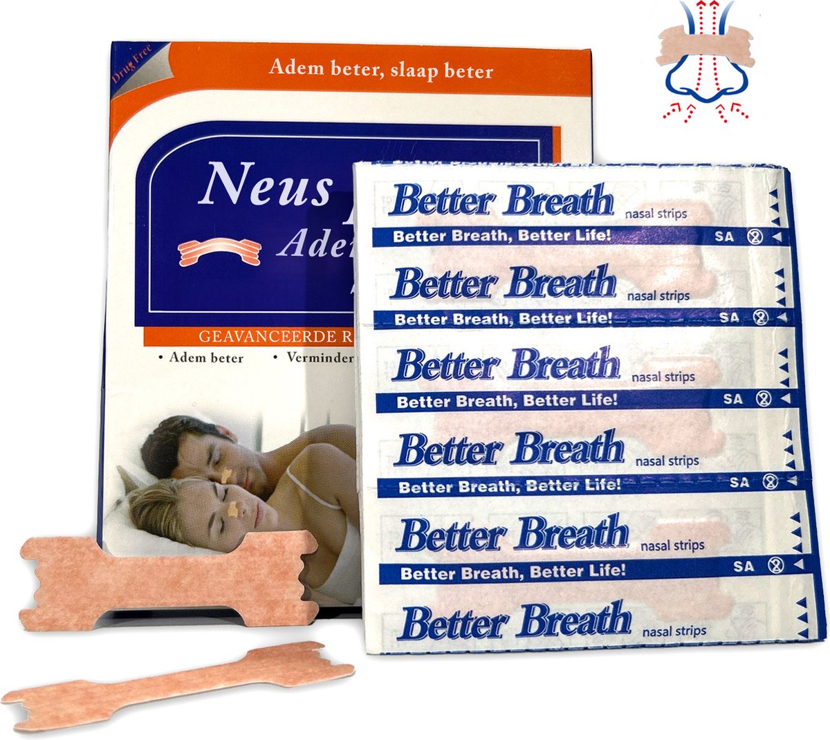 Neuspleisters Better Breath – Anti Snurk - Neusstrips - Neusspreiders ...
