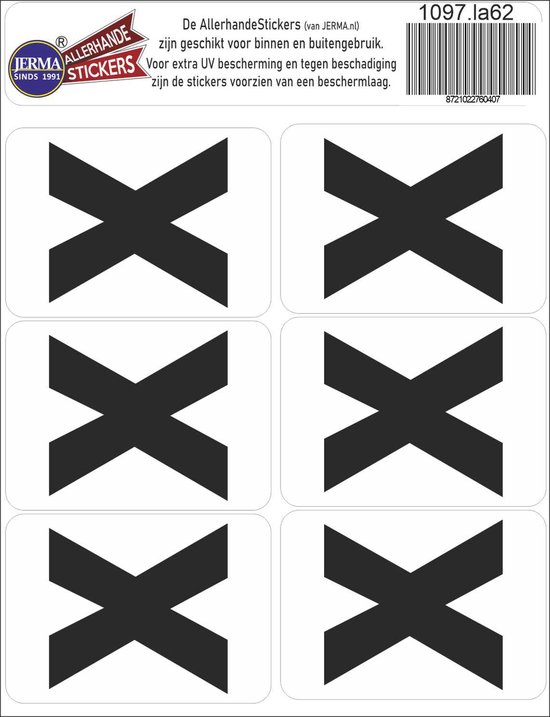 Plakletter X, set 6 stickers | bol