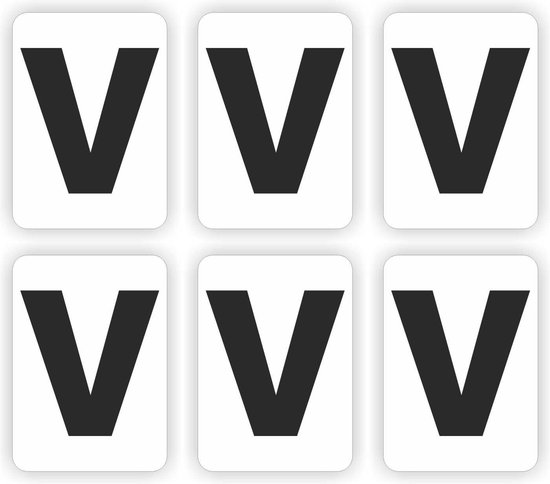 Jerma-Plak Letter: V-stickers set–6 stuks–Vinyl–5x7 cm-Weersbestendig | bol
