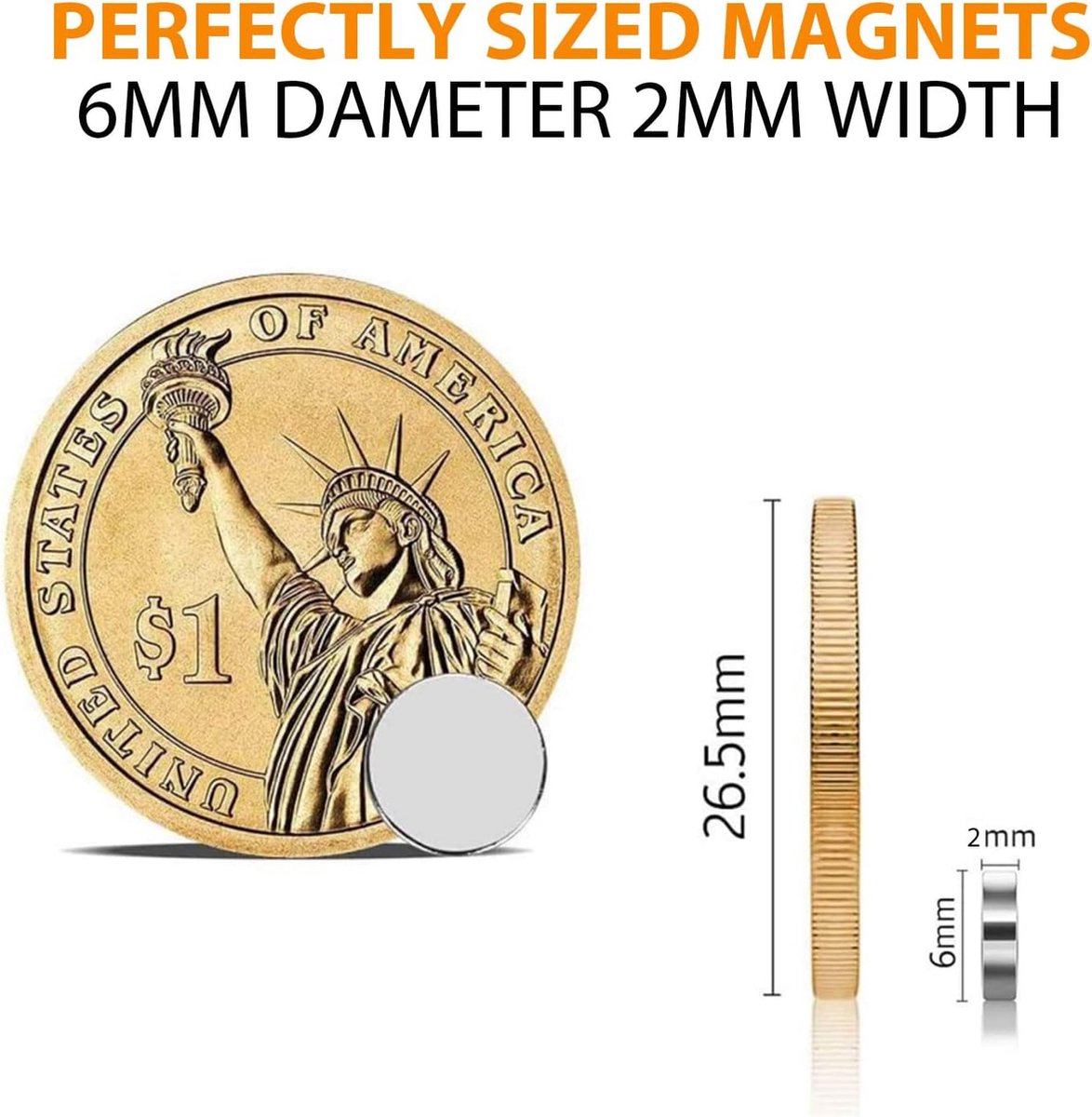 magneten, 105 stuks, 6 mm x 2 mm, extra sterke mini-magneten, kleine ...