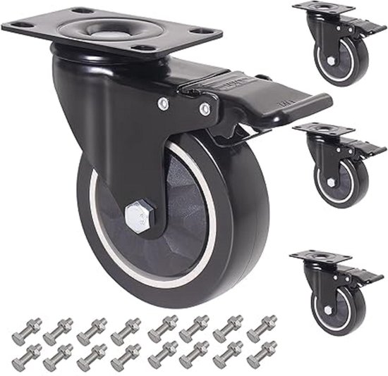 Heavy Duty Casters / Trolley Wheels for Furniture - Rubber Heavy Duty ...