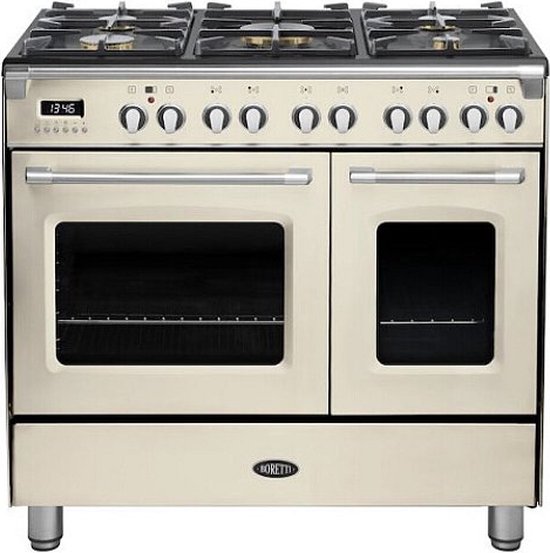 BORETTI CFBG902OW3 Gasfornuis 90cm, 5 branders incl. Dual Fuel, Dubbele ...