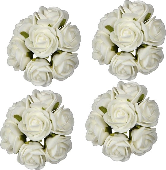 Ideas4seasons Decoratie roosjes foam - 4x - bosje van 7 - wit - Dia 6 ...