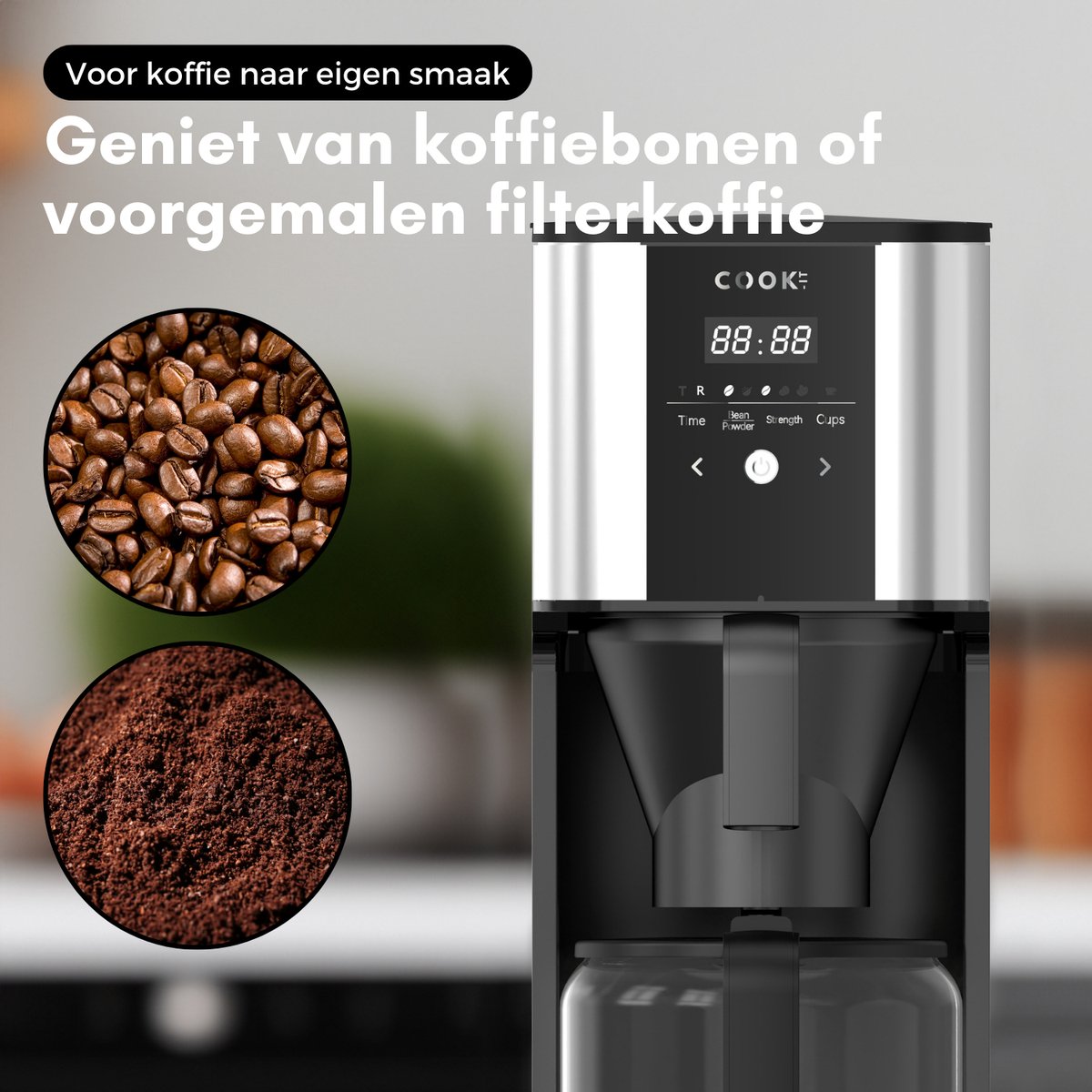 COOK-IT Koffiemachine met Bonen en Filterkoffie - Coffee Machine ...