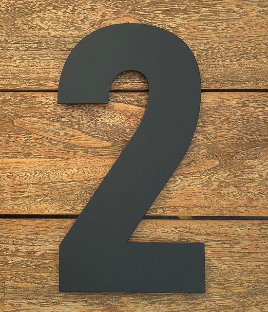 Promessa-Design - Huisnummer 2 zwart - 20 cm hoog - 2 mm dik - mat ...