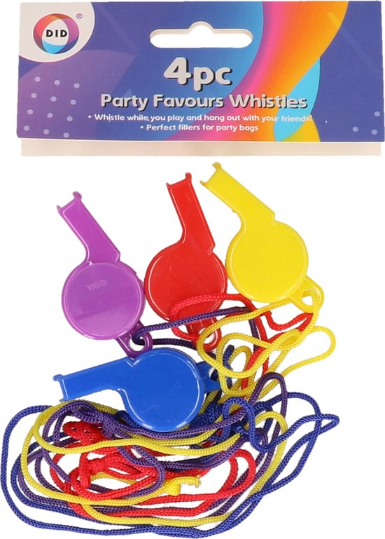 DID Fluitjes Multipack - 8x - gekleurd - kunststof - fluitjes aan koord ...