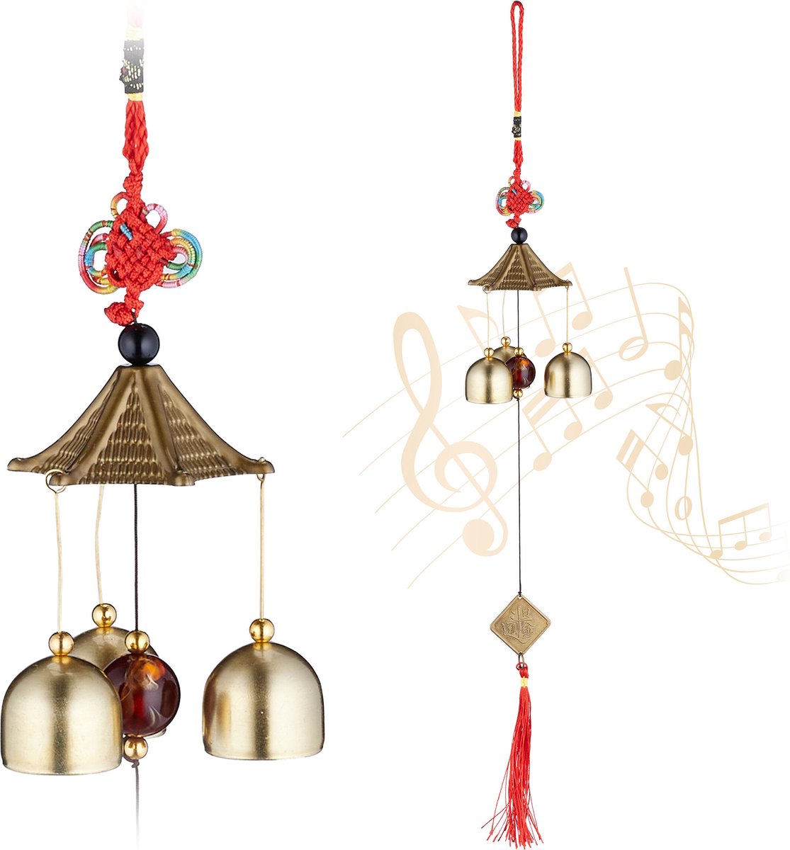 Relaxdays windgong set van 2 - feng shui - windklokken - windorgels - Aziatische flair | bol.com