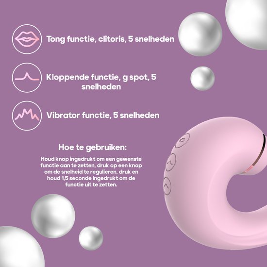 Latenight® satisfaction - Luchtdruk Vibrator - G Spot Stimulator & Clitoris - Tong... | bol