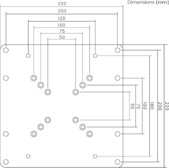 Wolff Mount Vesa 200 verloopplaat |Kleur zwart |VESA 50x50 naar 200x200 ...