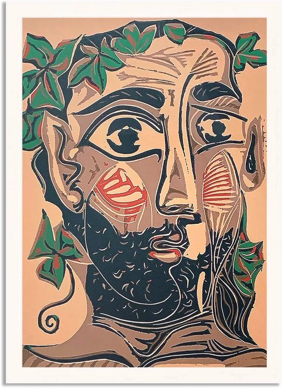 Poster Picasso bebaarde man 1962 Rechthoek Verticaal Met Lijst L (40 X ...