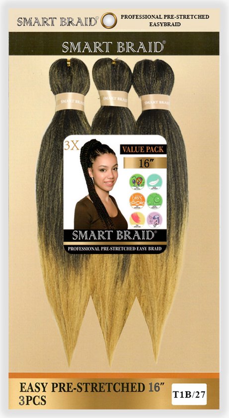 Smart Braid Pre-Stretched 3 in een verpakking - Hair extensions - 16 inch T1B/27 | bol