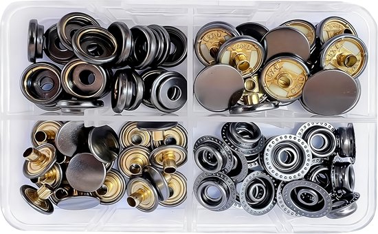 rukknopset met tang, zwart, diameter 15 mm, messing, drukknopen, naai ...