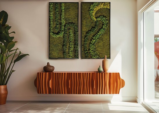 mos schilderij golf - 3D- minimalistisch - wandpaneel | bol