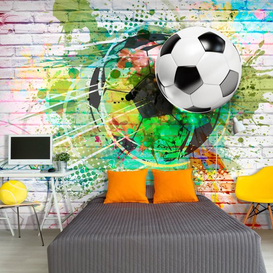 Fotobehangkoning - Behang - Vliesbehang - Fotobehang Graffiti Voetbal ...