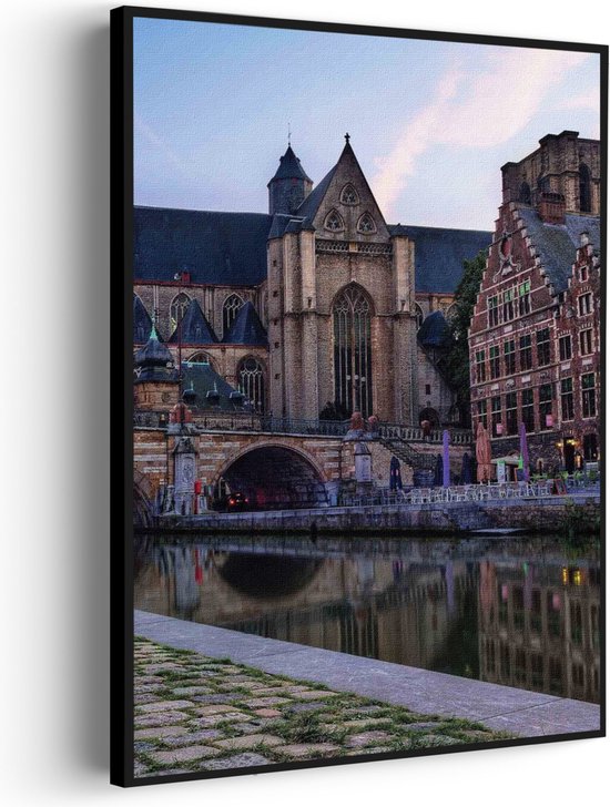 Akoestisch Schilderij Middeleeuwse Kathedraal en Brug Gent Rechthoek ...