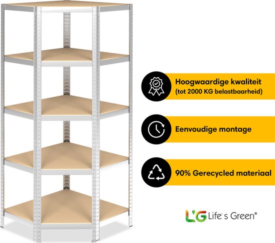 Life’s Green Hoekstelling - Opbergrek - Stellingkast - Hoekstelling - 5 ...