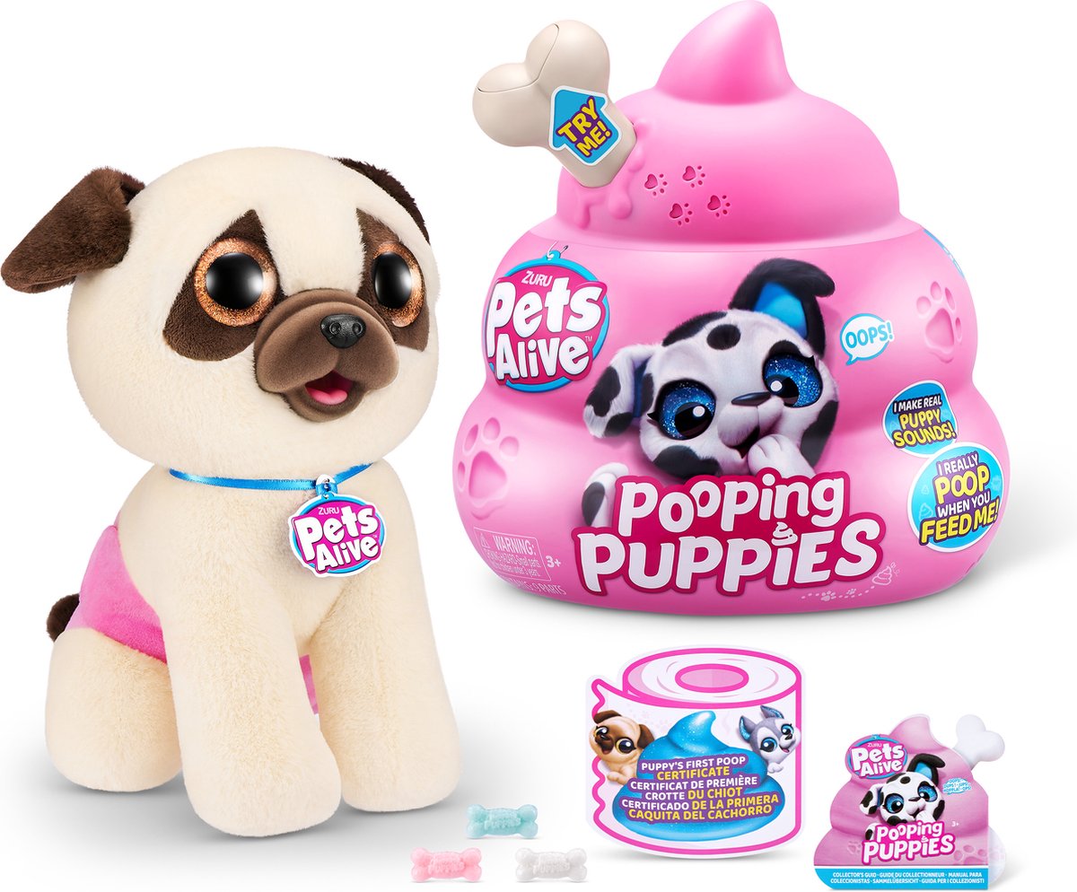 ZURU Pets Alive - Pooping Puppies - 27cm - Pugs | bol