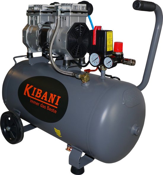 Kibani Super stille compressor 50 liter + luchtslang + bandenpomp - SET - Low Noise -... | bol