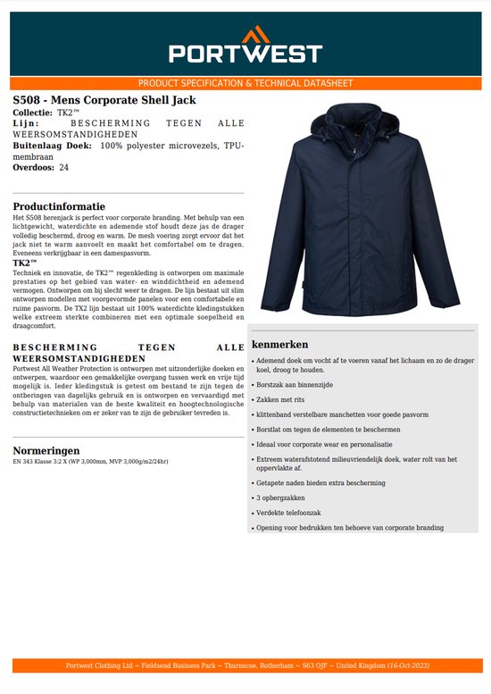 Herenjas lichtgewicht waterdicht - Mens Corporate Shell Jack Maat XXL ...