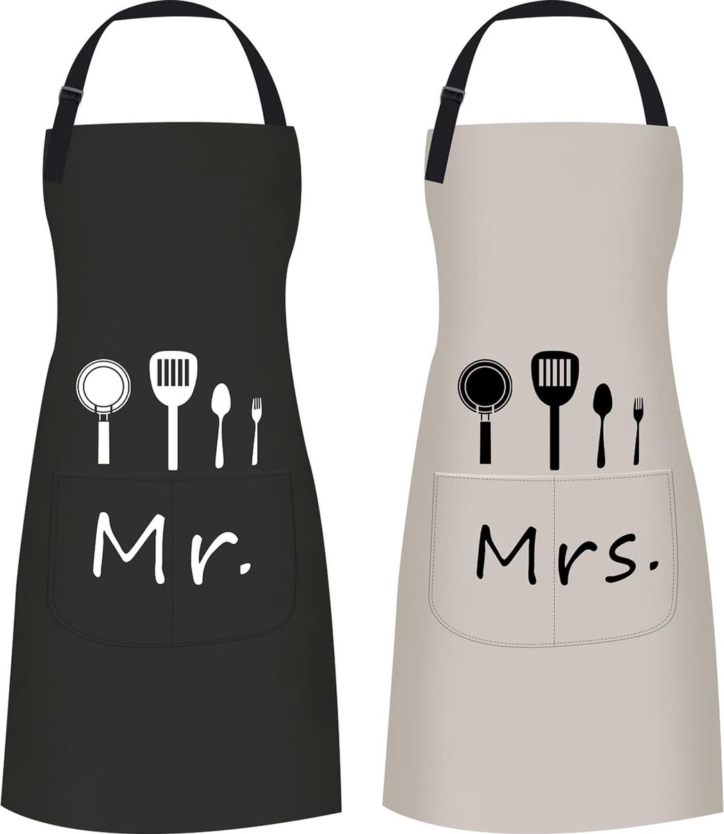 2 Schorten, Keukenschort, Mannen en Mannen Kookschort met Verstelbare ...