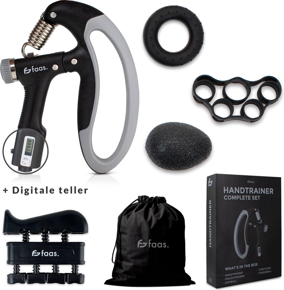 Handtrainer Set – 5-Delig - 10 tot 100 KG - Digitale Teller - Hand ...