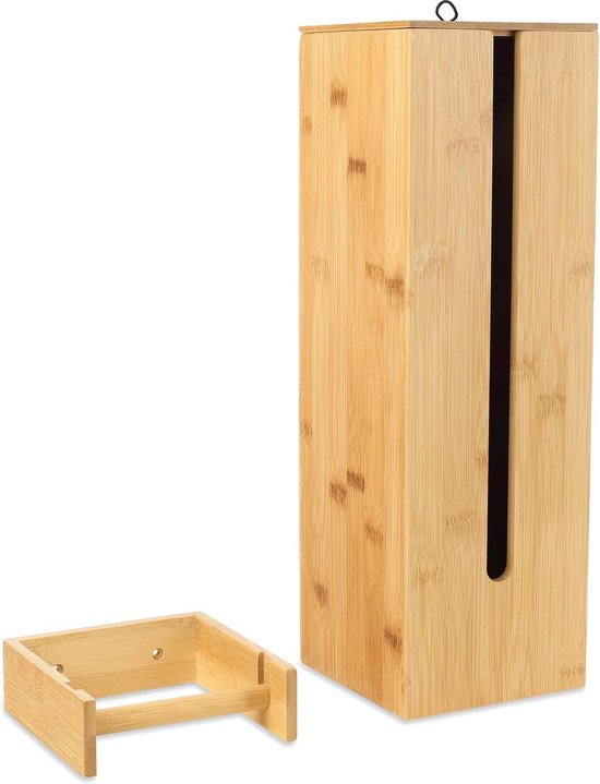Bamboe Set Toiletrolhouder Staand 13,5 x 13,5 x 42 cm Inclusief ...