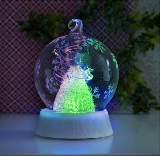 Kerst Led Glasbol Met Engel - Timer On/Off- 8 x 8 x 12 cm | bol