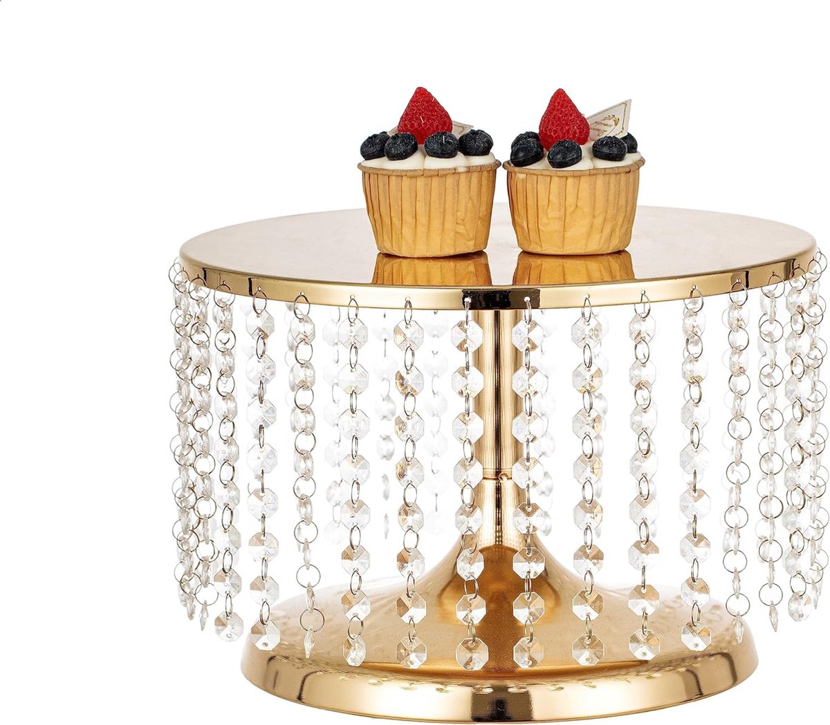 Présentoir à gâteau doré avec Perles de cristal, support à gâteau en métal de 30 cm,... | bol.