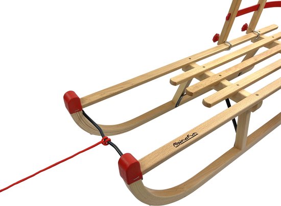 VT Sport - Houten Slee met Rugleuning Rood - 100cm - Incl. Trektouw ...