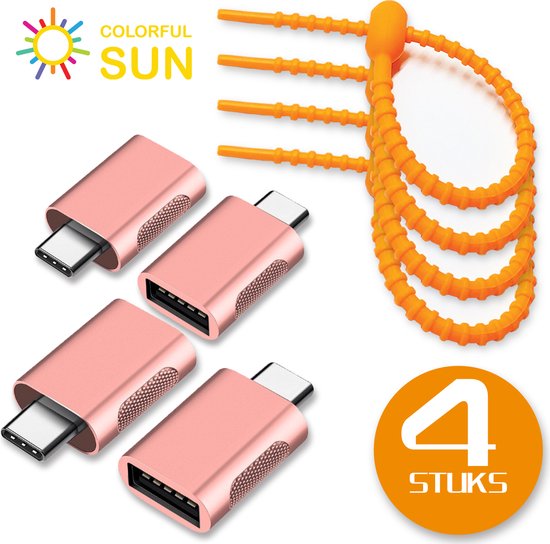 Colorful Sun® USB-C naar USB-A adapter - 4 stuks - USB C to USB A ...