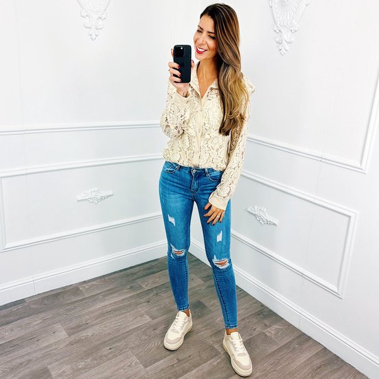 Ruffel Lace Top Beige | bol