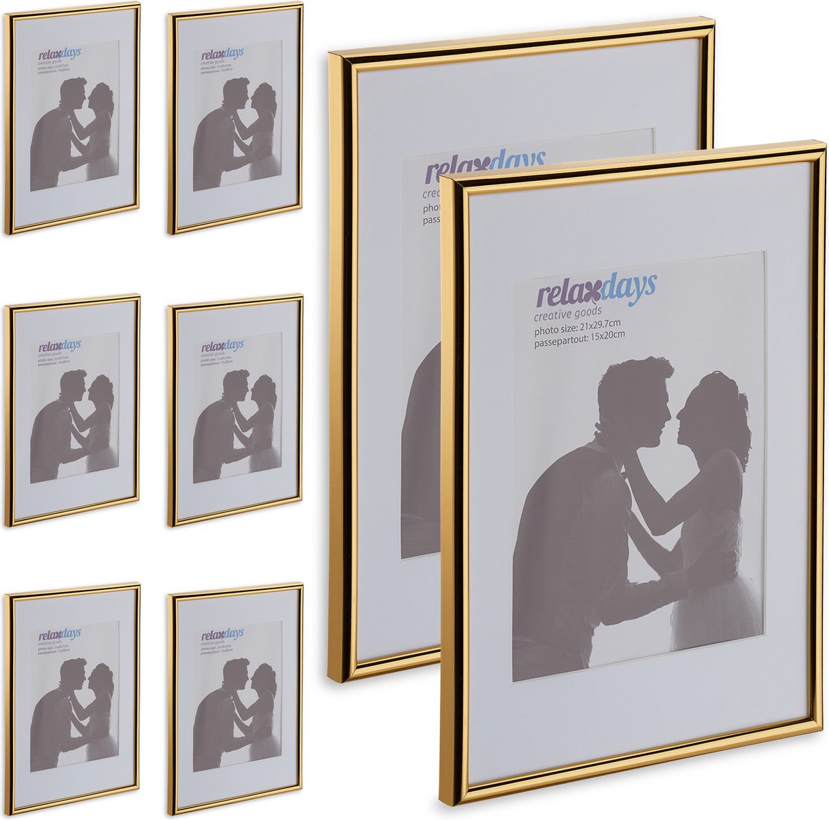 Relaxdays fotolijstjes A4 - set van 8 fotokaders - grote wissellijsten met passe... | bol