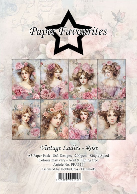 Paper Favourites A5 Vintage Ladies - Rose | bol