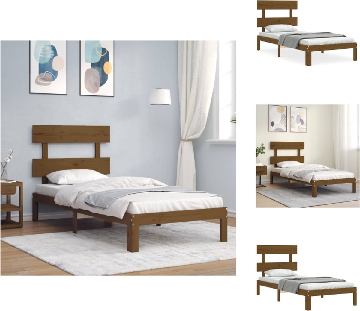 vidaXL Bed Grenenhout - Honingbruin - 203.5 x 103.5 x 81 cm - Multiplex ...