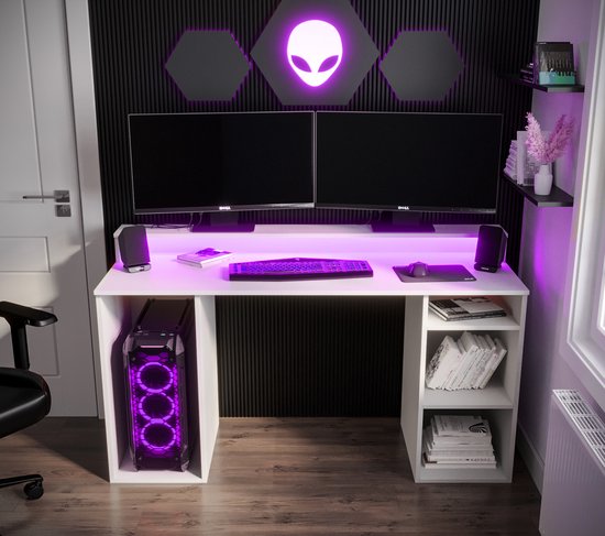 Game Bureau Gaming Desk met LED Verlichting Tafel Computer Bureau ...
