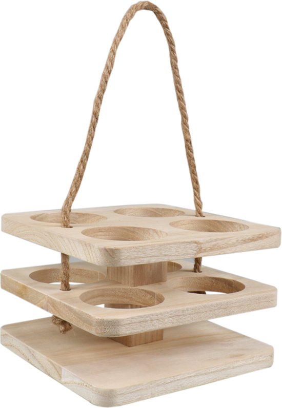 DIZZ Draagtray - Voor 4 flessen bier - Hout - 195x195x hout | bol