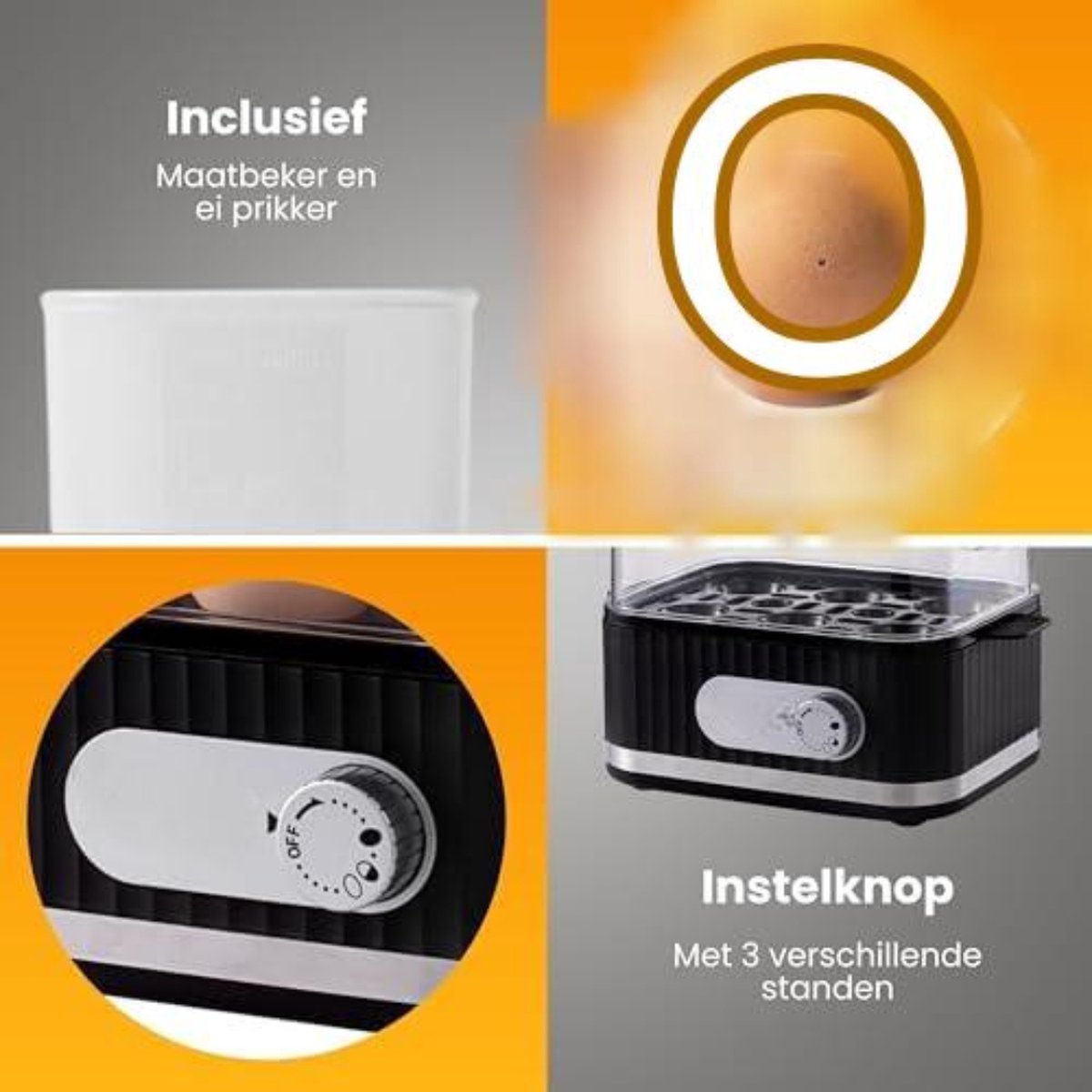 Ei timer - Elektrische eierkoker - 6 Eieren met Timer en Alarm - Wit | bol