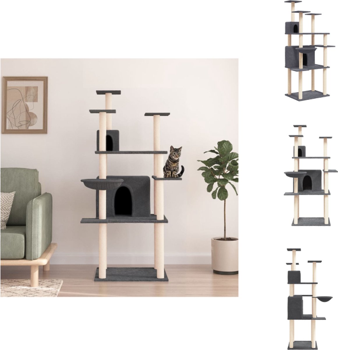 vidaXL Kattenmeubel - Alles-in-één kattenmeubel - 90 x 83 x 166 cm ...