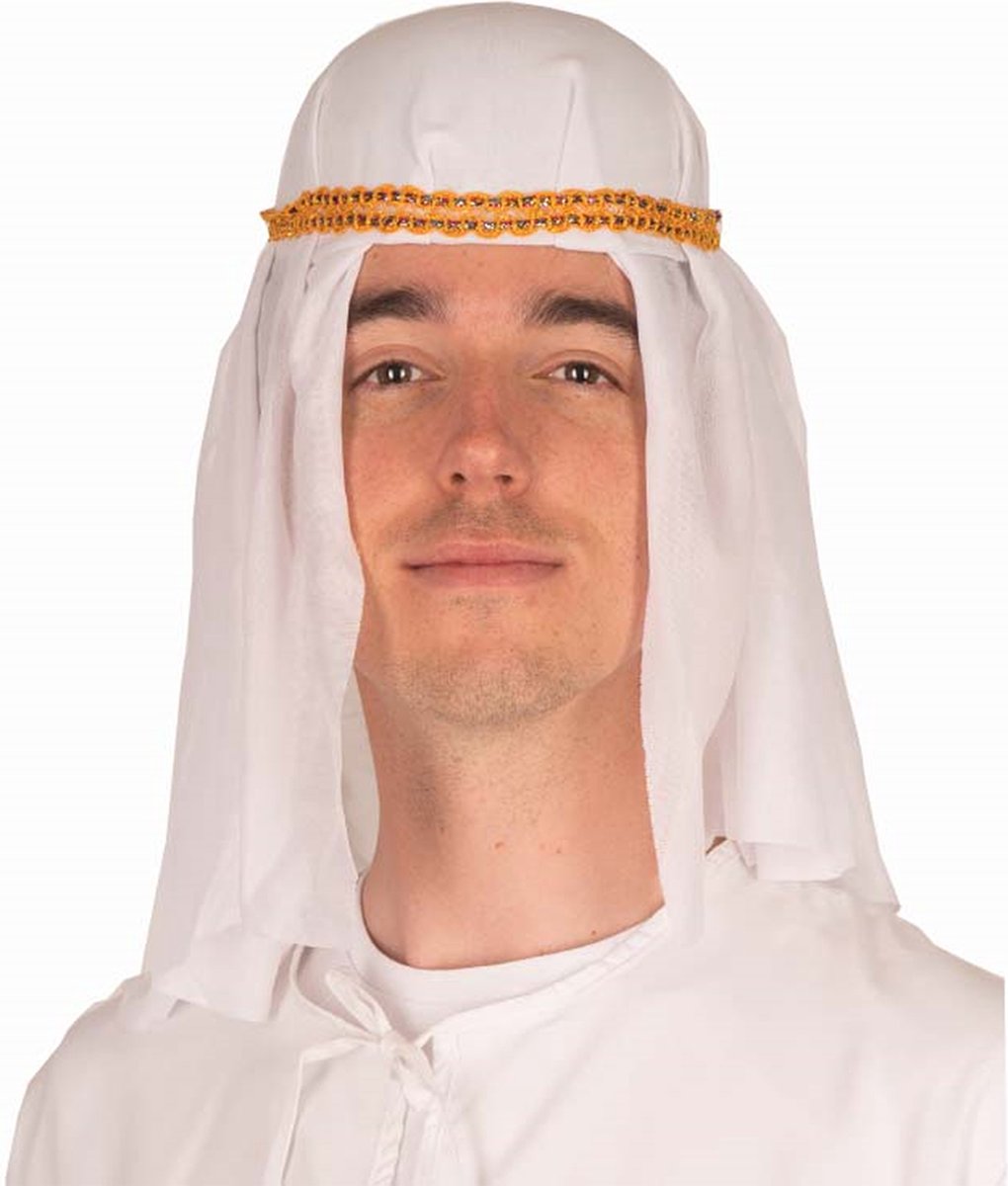Carnaval verkleed hoed voor een Arabier/Sjeik - hoofddoek wit - heren ...