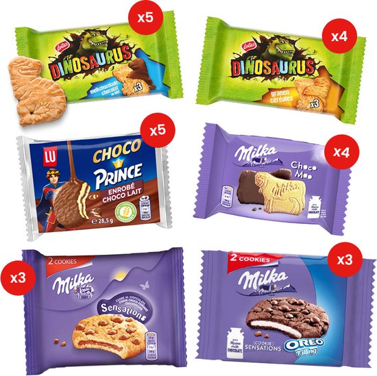 Milka, Prince & Lotus mega koekjesbox - koek met chocolade - 1125g | bol
